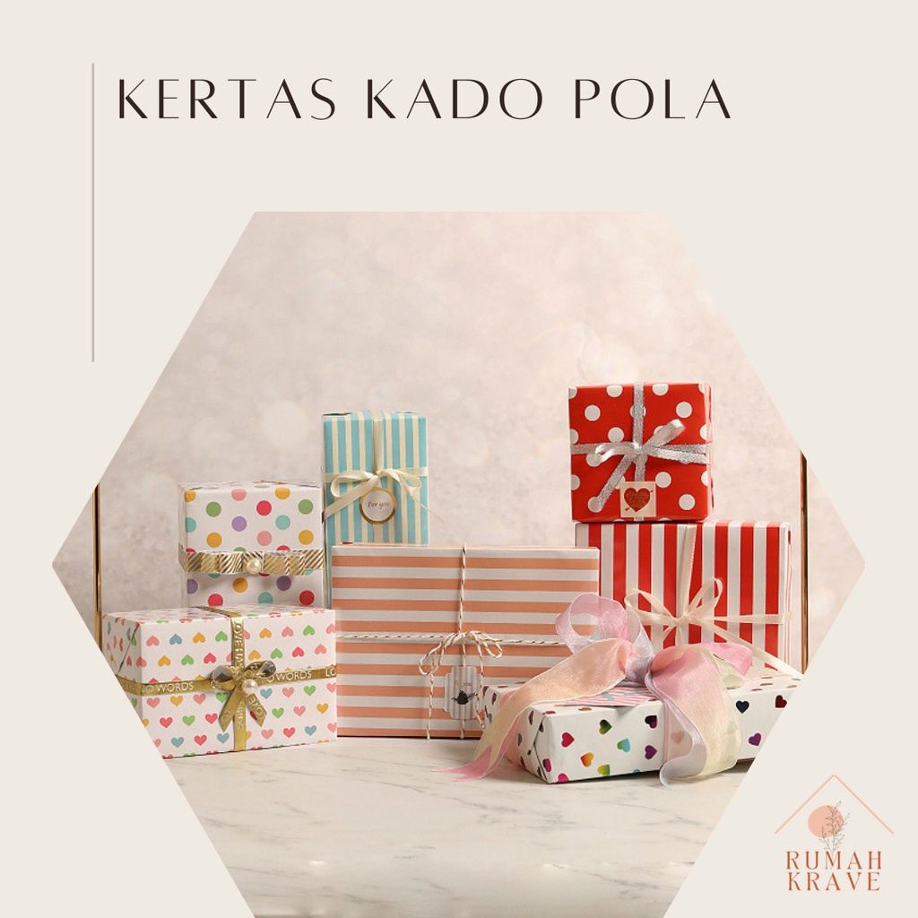 Jual RUMAH KRAVE - NEW! Kertas Kado Pola Pattern Polkadot Stripes Garis ...