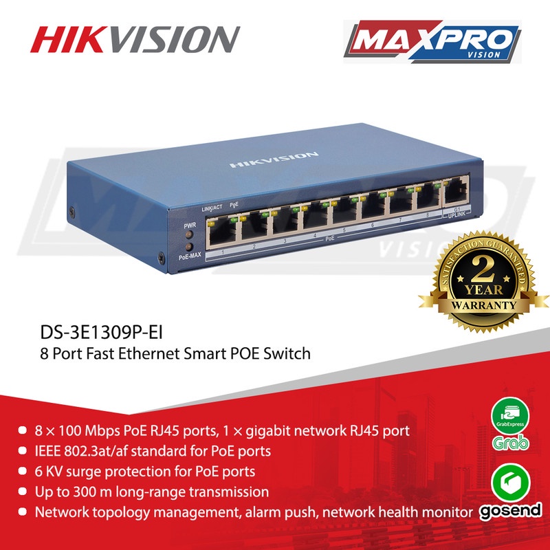 Jual DS-3E1309P-EI - HIKVISION SMART POE SWITCH 8 PORT | Shopee Indonesia