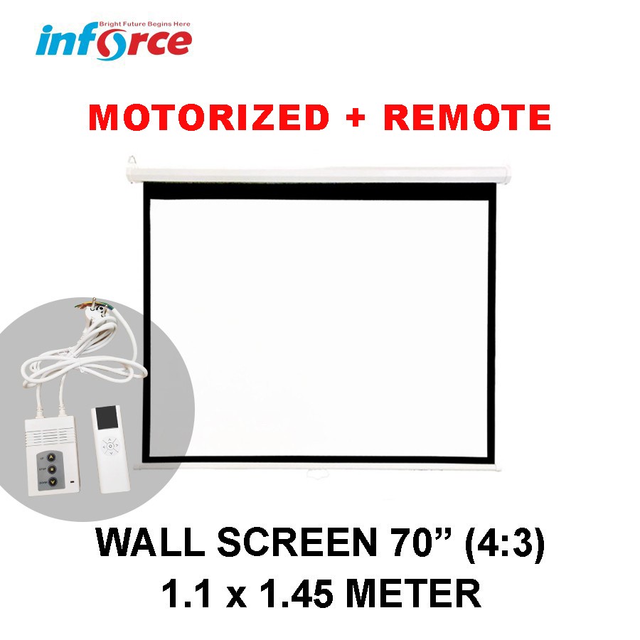 Jual Wall Screen Projector Motorized + Remote 70 4:3 / Layar Inforce ...