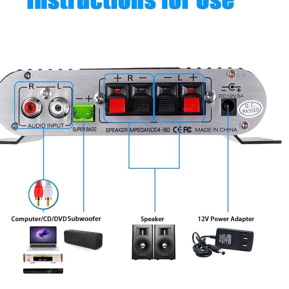 Jual Harga Spesial Ampli Mini HiFi Stereo Power Amplifier Treble Bass ...