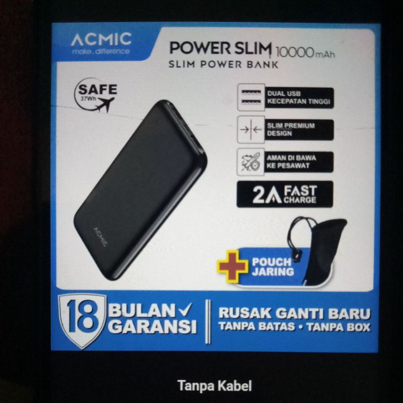 Jual ACMIC PowerSlim 10000mAh Slim powerBank 2A Fast Charge | Shopee Indonesia