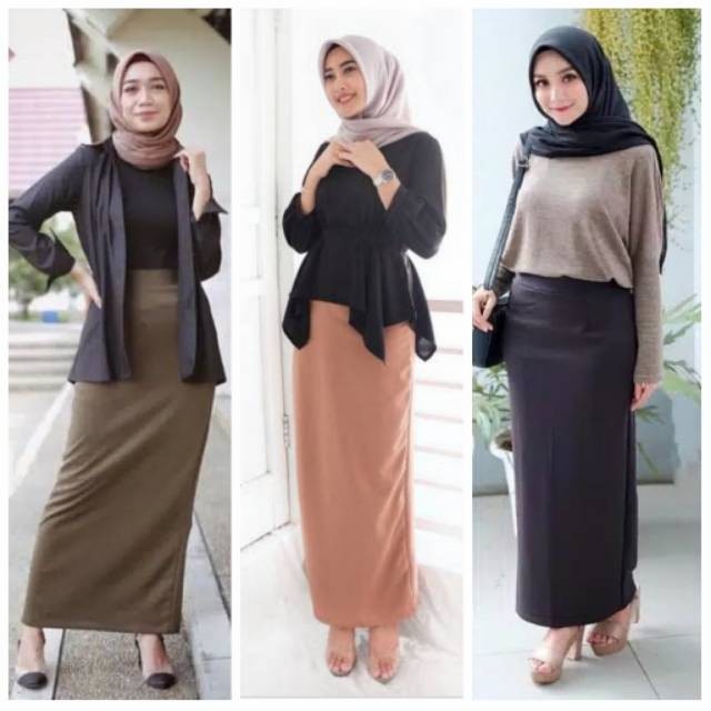 Jual [COD] Rok Span Tanpa Belahan Scuba Premium / Rok Pencil Skirt Size ...