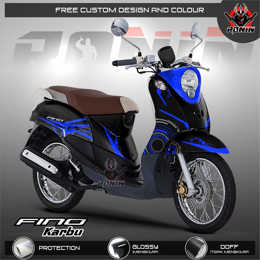 Jual Sticker Decal Full Body Fino Karbu Fino Lama Motif Techno Blue ...