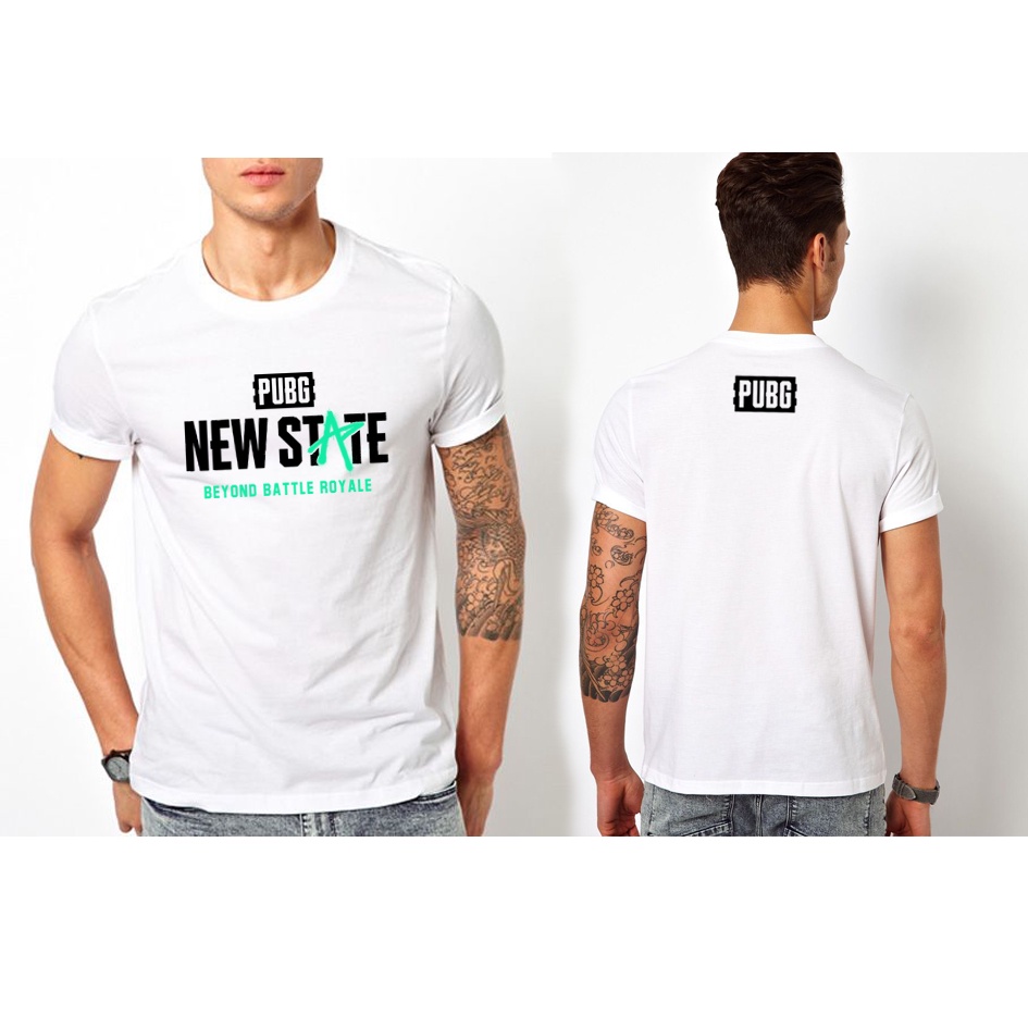 Jual kaos crew neck pubg new state warna putih bisa untuk pria / wanita ...