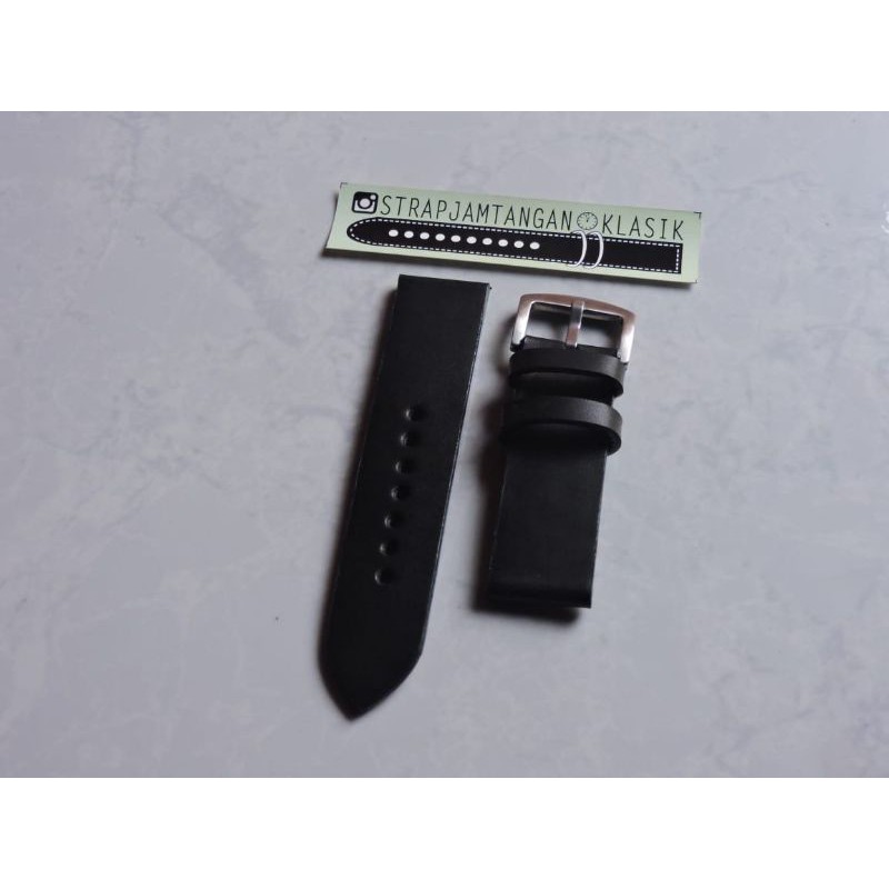 Jual strap jam / tali jam warna hitam doff model biasa jahit ujung ...