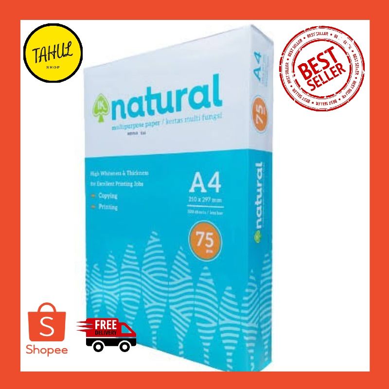 Jual 1 Rim ( 500 Lembar ) !!! Kertas HVS Natural A4 75 gsm / 70gsm | Shopee Indonesia