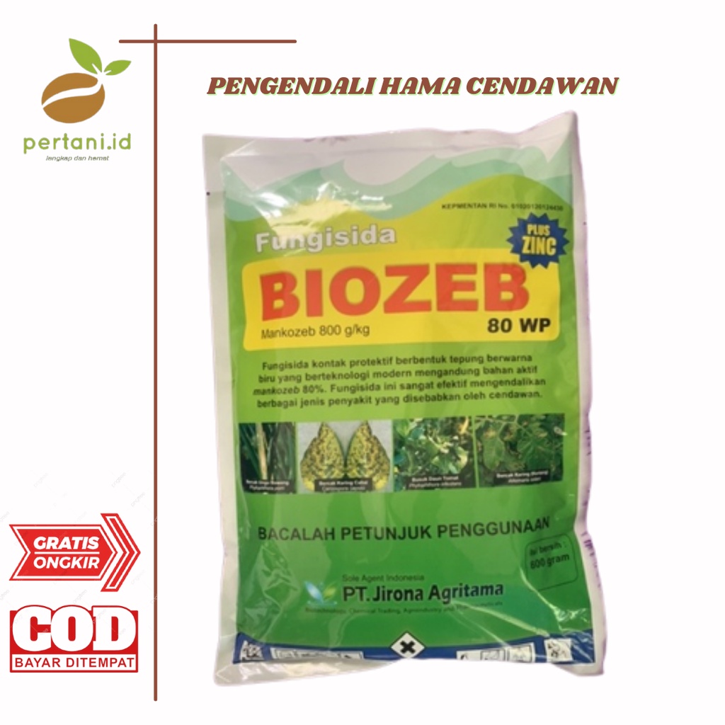 Jual FUNGISIDA KONTAK BIOZEB 80WP 800GR / PENGENDALI JAMUR PADA TANAMAN ...