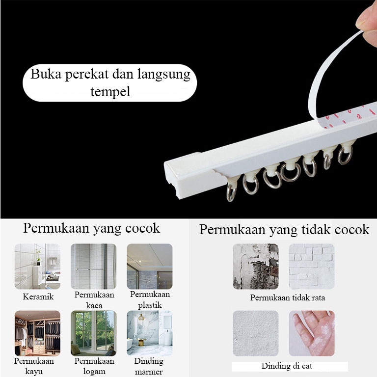 Jual Tiang Rel Gantung Gorden Bahan ABS Model M Tanpa Bor | Shopee ...