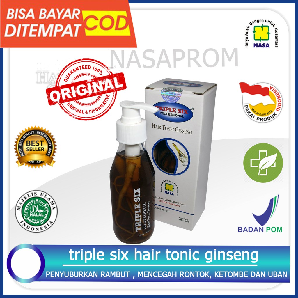 Jual triple six hair tonic ginseng nasa mursh - solusi rambut rontok & botak | PENYUBUR ...