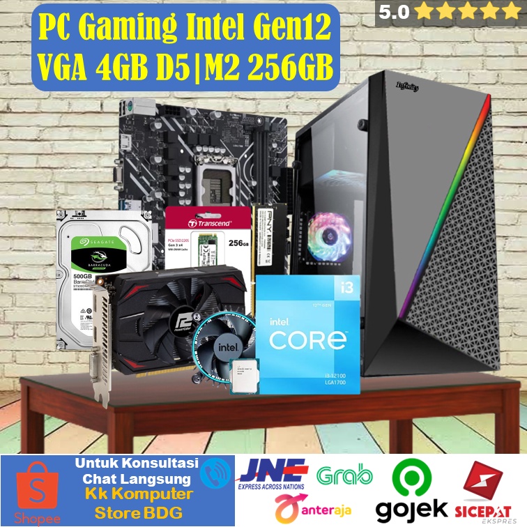 Jual PC CPU GAMING INTEL CORE I3 12100F | VGA 4GB DDR5 | NVME 256GB | PC RAKITAN GAMING I3 12100 ...