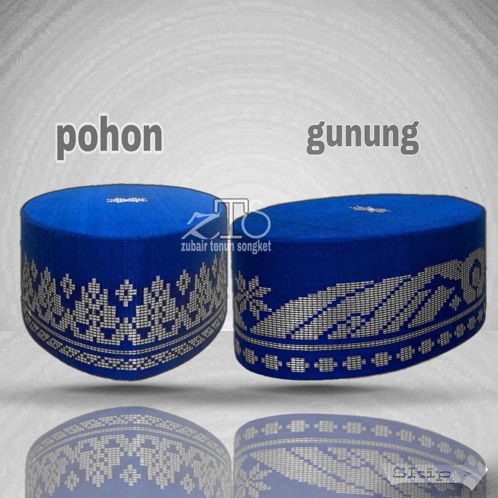 Jual PECI SONGKOK KOPYAH SONGKOK PECI SONGKET BIRU SILVER MOTIF GUNUNG ...