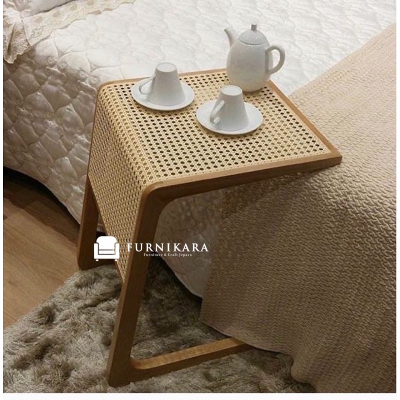 Jual Meja rotan jati / meja unik jati rotan minimalis / nakas jati ...