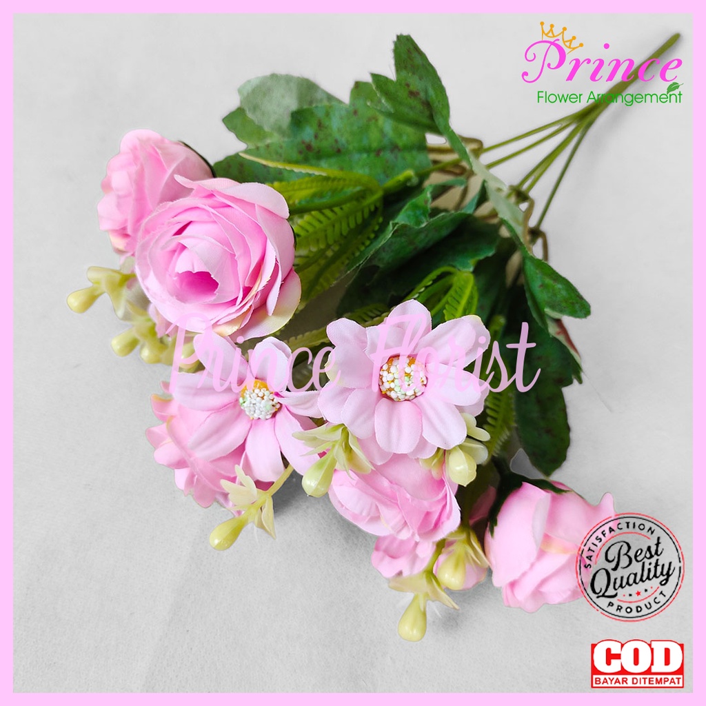 Jual Bunga Rose Double Pentul Cabang 5 Buatan Mawar Hiasan Dekorasi ...