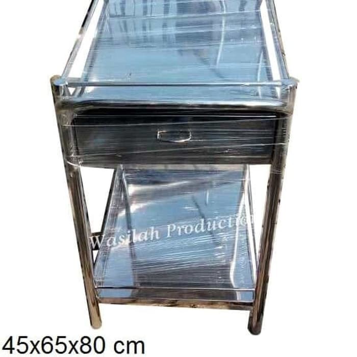 Jual Meja troli medis 2rak laci samping troli instrumen Rumah sakit Rak ...