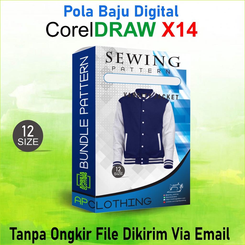 Jual POLA/PATRUN JAKET BASEBALL BENTUK FILE CORELDRAW X14 (12 SIZE XS ...