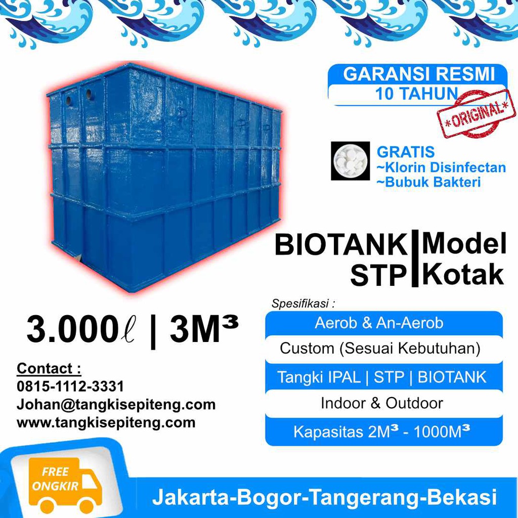 Jual Tangki Pengolahan Limbah 3000 Liter/3m3 - Model Kotak - Tangki ...