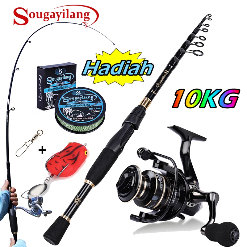 Jual Sougayilang Pancing Set Karbon Joran Pancing Telescopic 1.8-2.4M Dan Reel Pancing Kirim ...