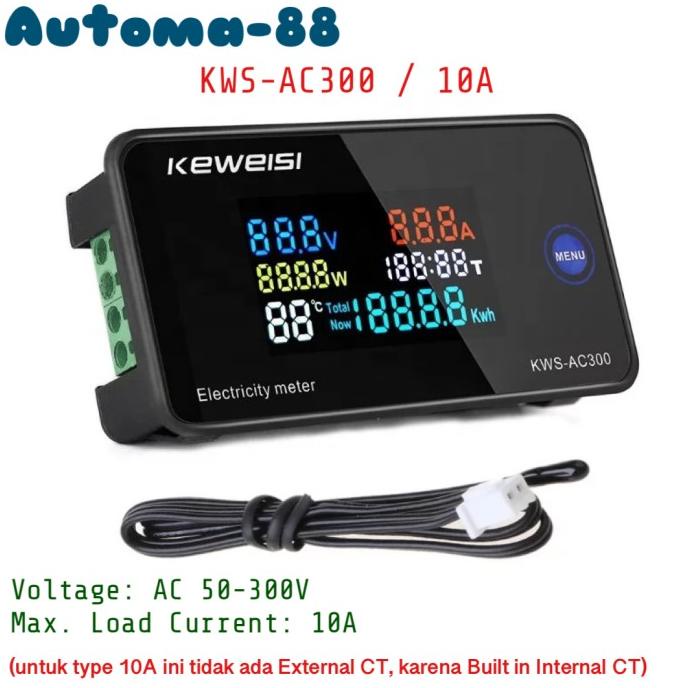 Jual KWS AC300 10A/100A 6 in 1 Digital Watt Volt Ampere KWH Meter berwarna | Shopee Indonesia