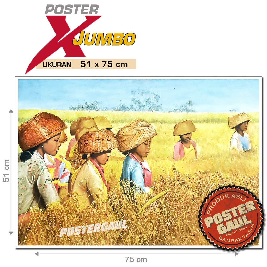Jual Poster XJumbo REPRODUKSI LUKISAN : GADIS PANEN PADI #XJFJP323 ...