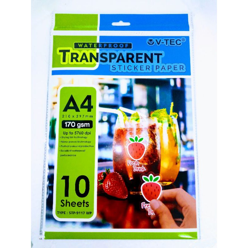 Jual V tec kertas sticker transparant photo paper kertas foto stiker ...