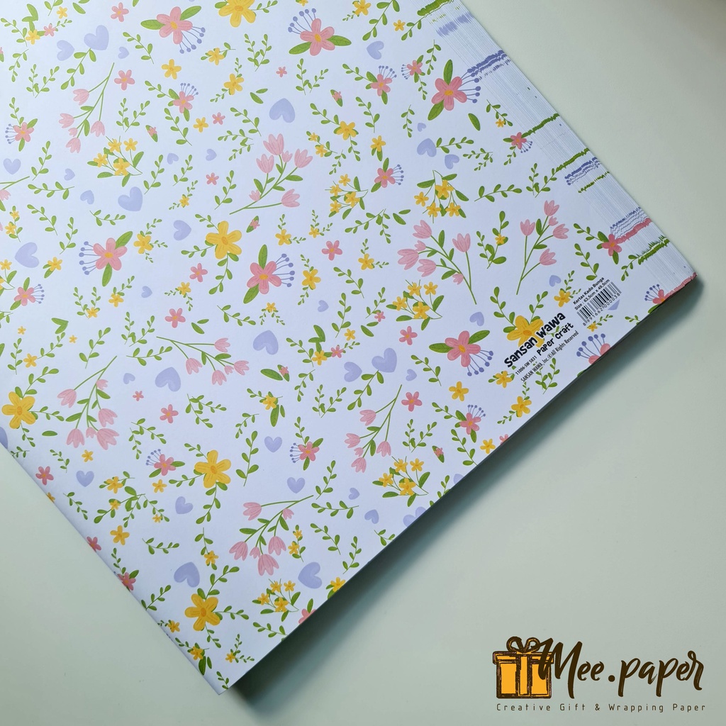 Jual Kertas Kado Sansan Wawa Motif Flower White Color, Bungkus ...