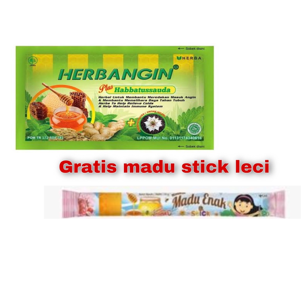 Jual Herbangin Plus Habbatussauda Tolak Angin Per Sachet GRATIS Madu ...