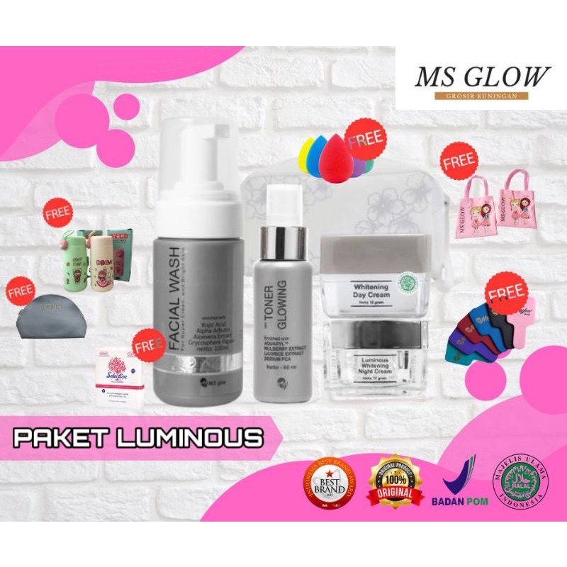 Jual paket skincare msglow Luminous series original menghilangkan bopeng, flek tipis ...