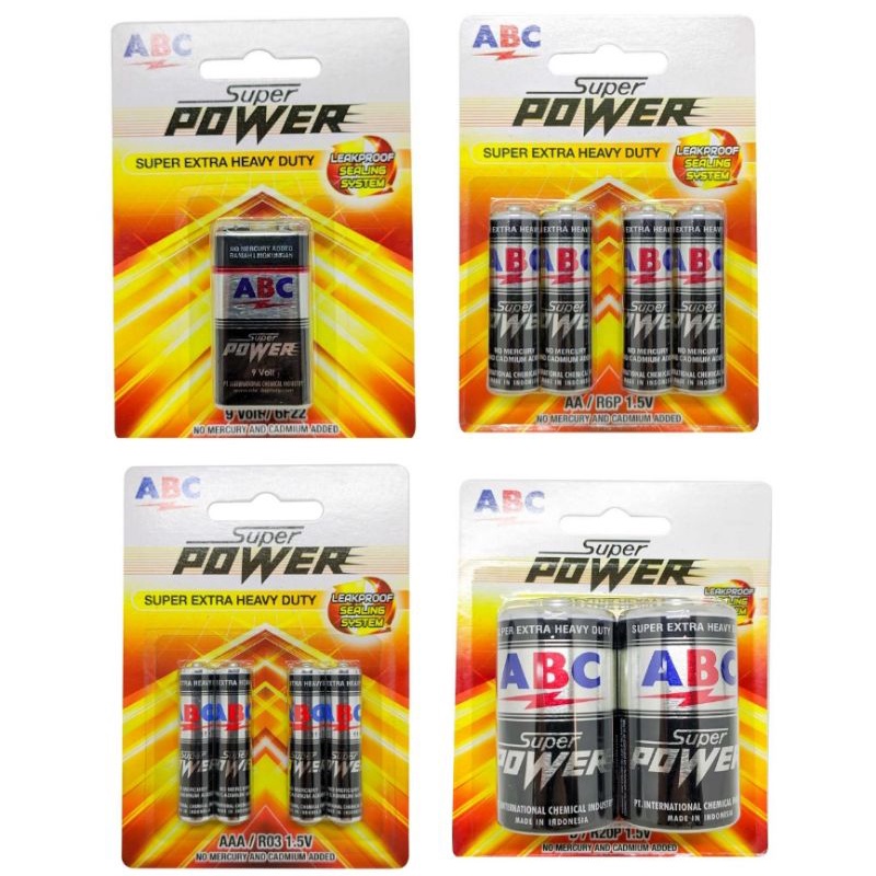 Jual ABC Super Power Baterai tahan lama AA AAA 9v R20 | Shopee Indonesia