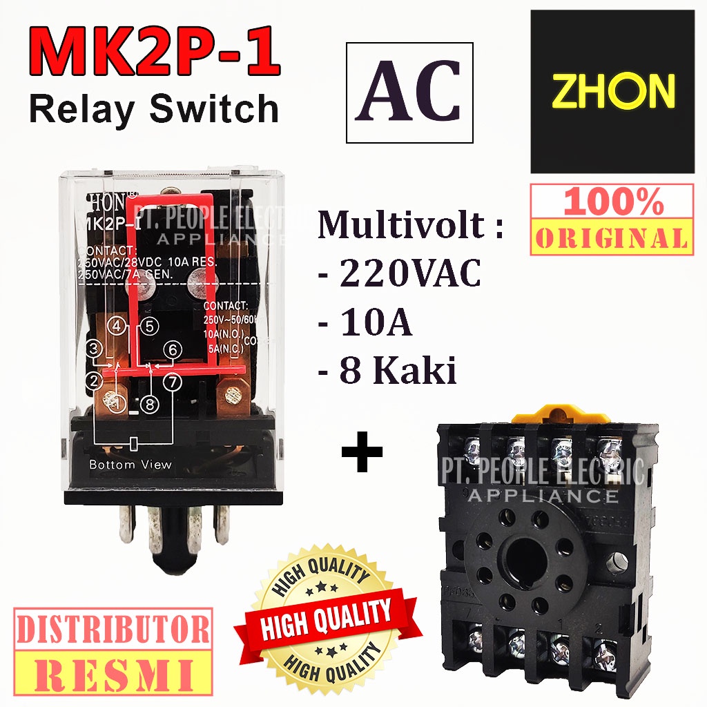Jual RELAY ZHON MK2P-1 220VAC 8 PIN | Shopee Indonesia