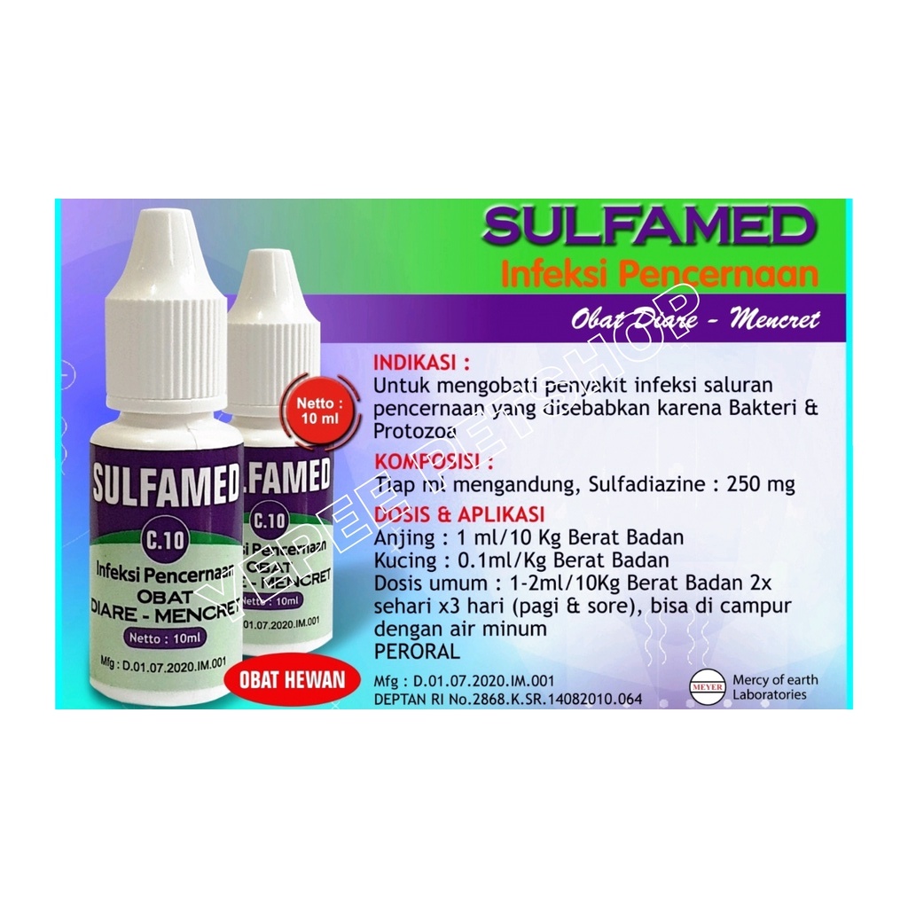 Jual Obat Paten SULFAMED 10 ml (OBAT DIARE UNTUK KUCING) | Shopee Indonesia