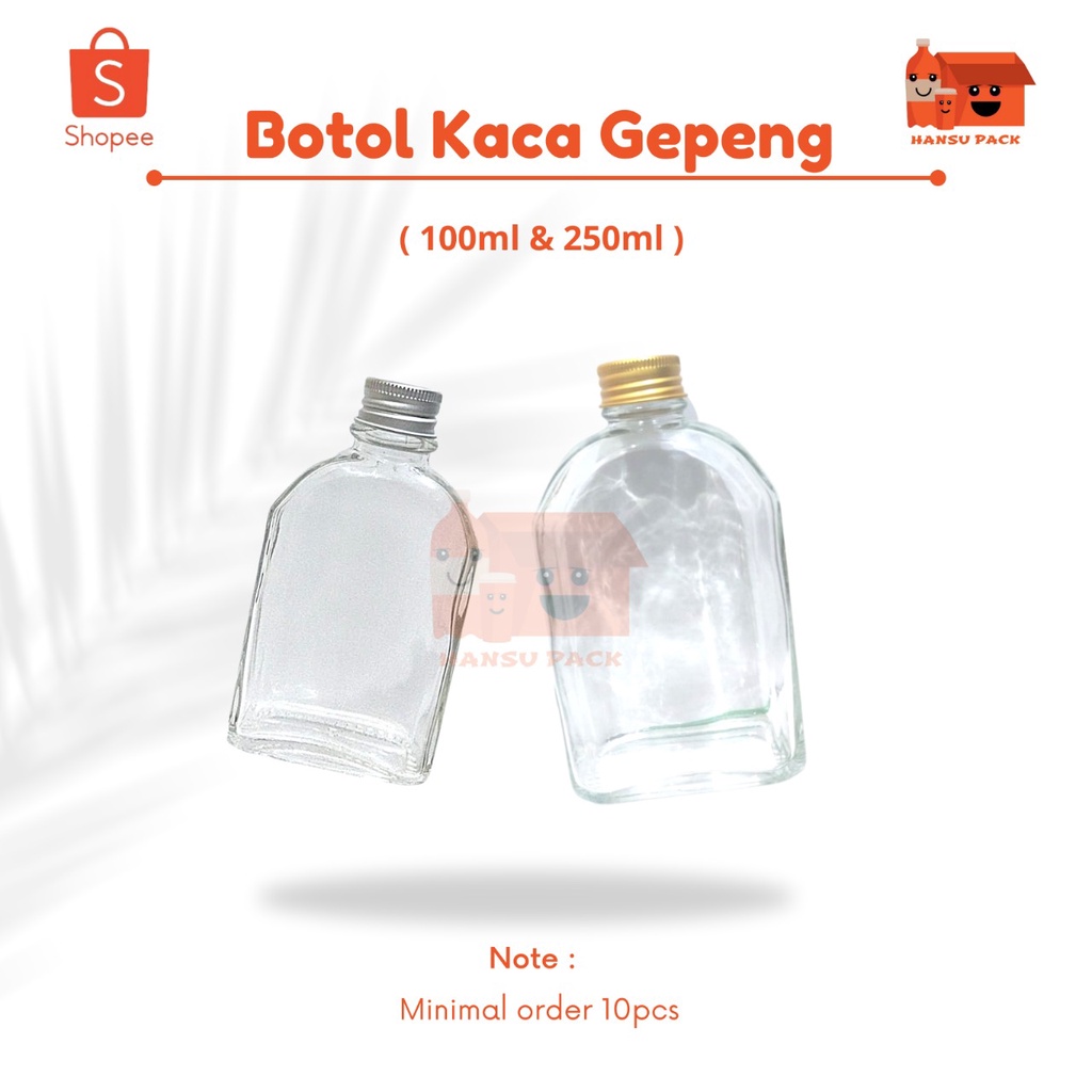 Jual Botol Kaca Gepeng per 10pcs/ Flat glass bottle / botol kopi ...