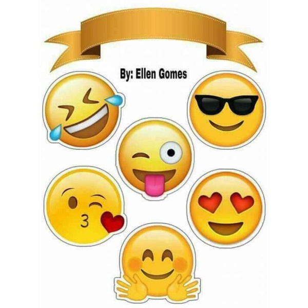 Jual Topper Cake Custom Nama Tema Emoticon / Emoji / stiker | Shopee ...