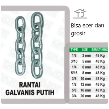 Jual Rantai Besi Rantai Gembok 3mm Harga Per Kilogram Chain 1/8 ...