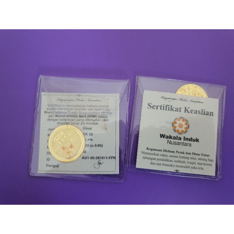 Jual Dinar emas keluaran Wakalan Nusantara Induk (0,5 dinar, 1 dinar, 2 ...