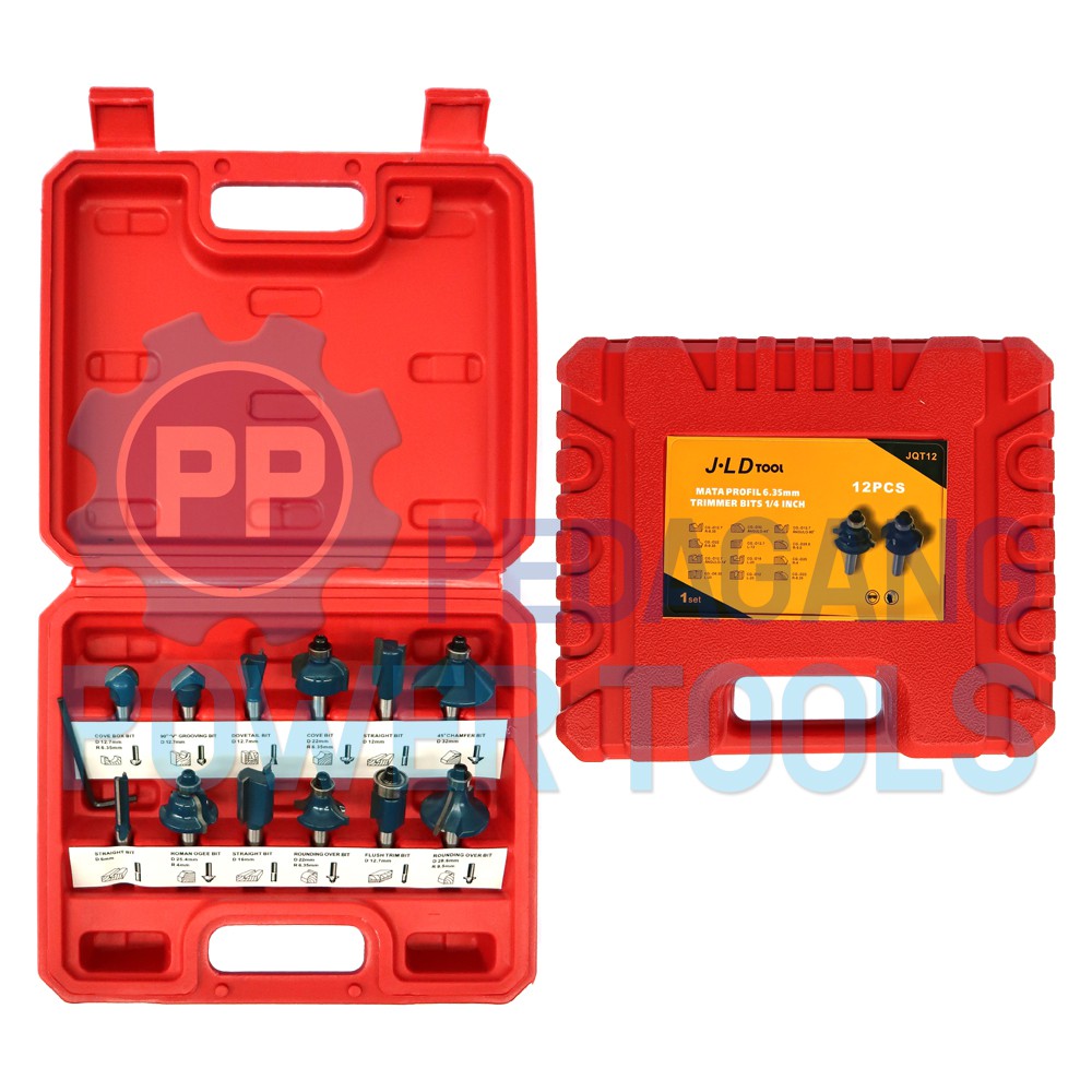 Jual SET 12 PCS MATA PROFIL KAYU MATA TRIMMER ROUTER BIT SET 12PCS ...