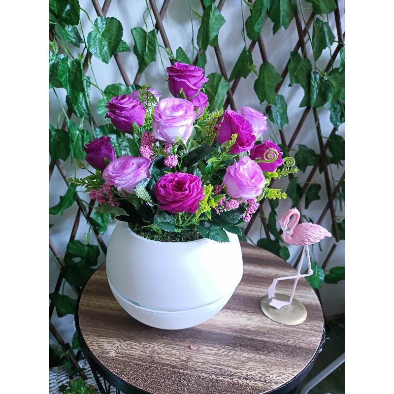 Jual BUNGA MAWAR VAS BOLA /ROSE BULAN /ARTIFICIAL FLOWER /BUNGA MEJA ...