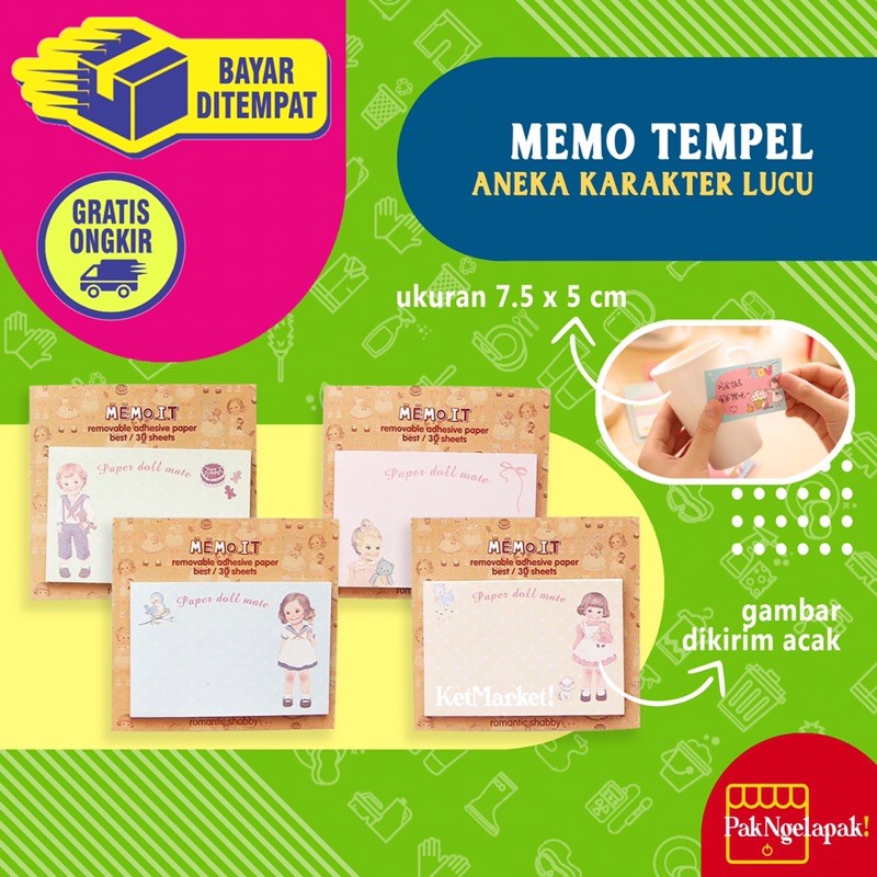 Jual CUTE STICKY NOTES - Memo Tempel Notes Pesan Catatan Gambar Kartun ...