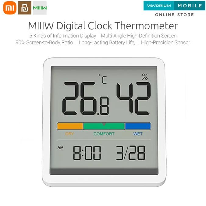 Jual Xiaomi MIIIW Digital Clock Thermometer Hygrometer Jam Termometer ...