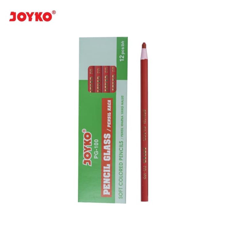 Jual Pencil Glass Pensil Kaca Warna Merah Joyko PG-100 Red 1 Box 12 Pcs ...