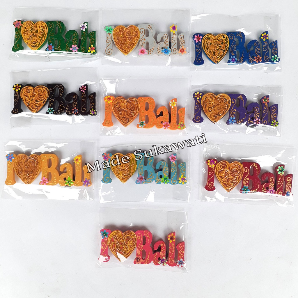 Jual Hiasan Magnet tempelan kulkas I Love Bali kerajinan tangan ...