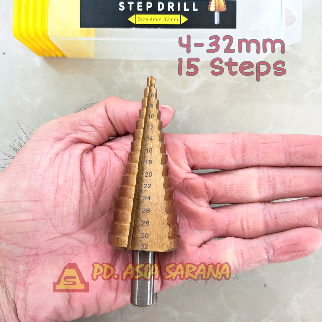 Jual Mata Bor Pagoda 4-32mm JLD HSS 15 Multi Step Drill Bit Metal ...