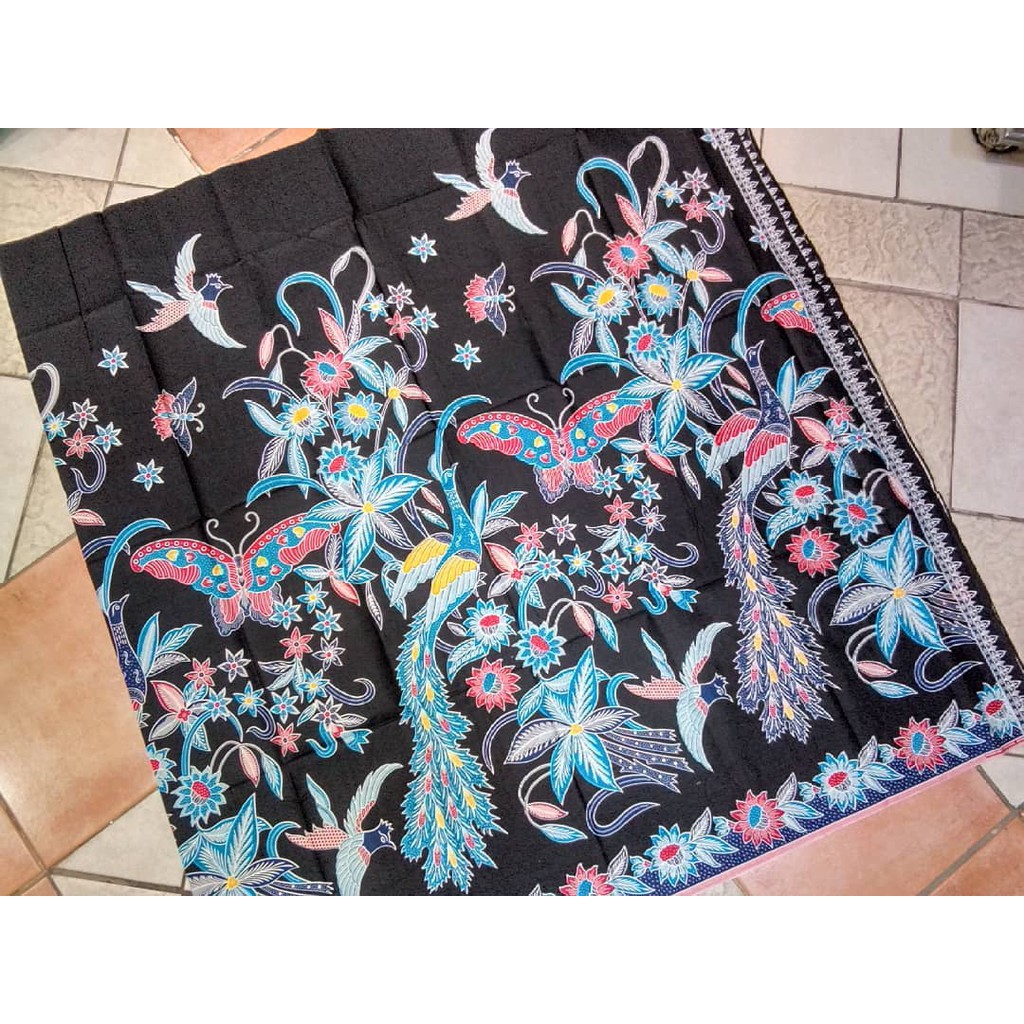 Jual Kain Batik SOLO motif burung merak nangkring warna biru | Shopee ...