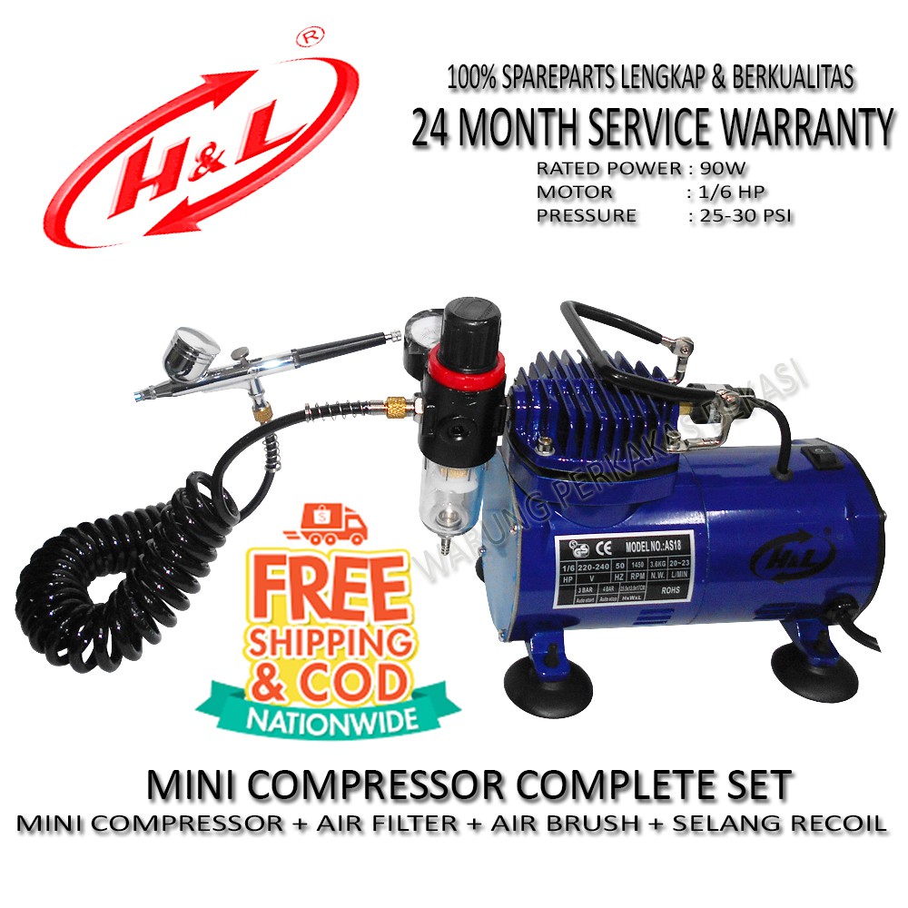Jual H&L Mesin Cat Mini Kompresor Airbrush Set 90 Watt | Shopee Indonesia