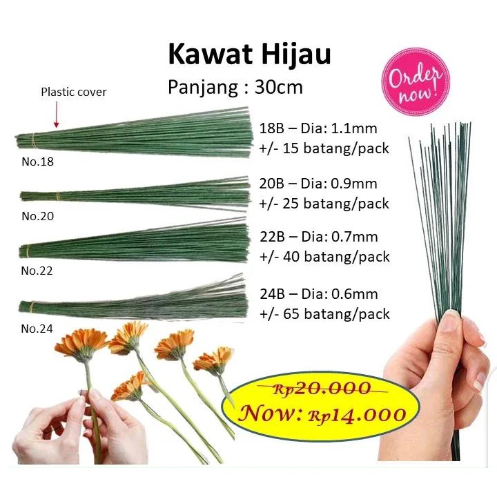 Jual kawat hijau - kawat bunga - flower wire - kawat garbera barang ...