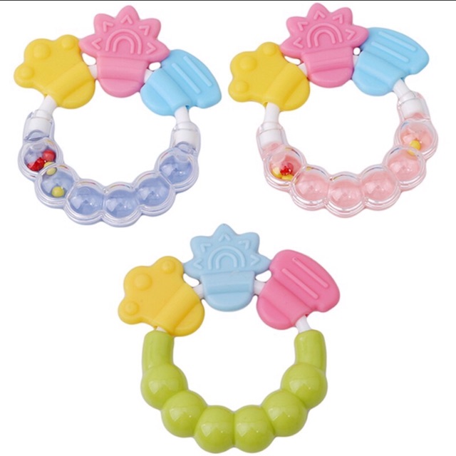Jual Mainan bayi teether rattle/kerincingan dengan genggam | Shopee ...