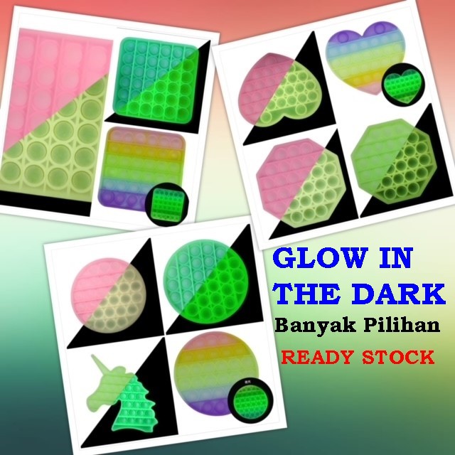 Jual Glow in The Dark Popit Pop It Fidget Luminous Toy Push Pop Bubble ...