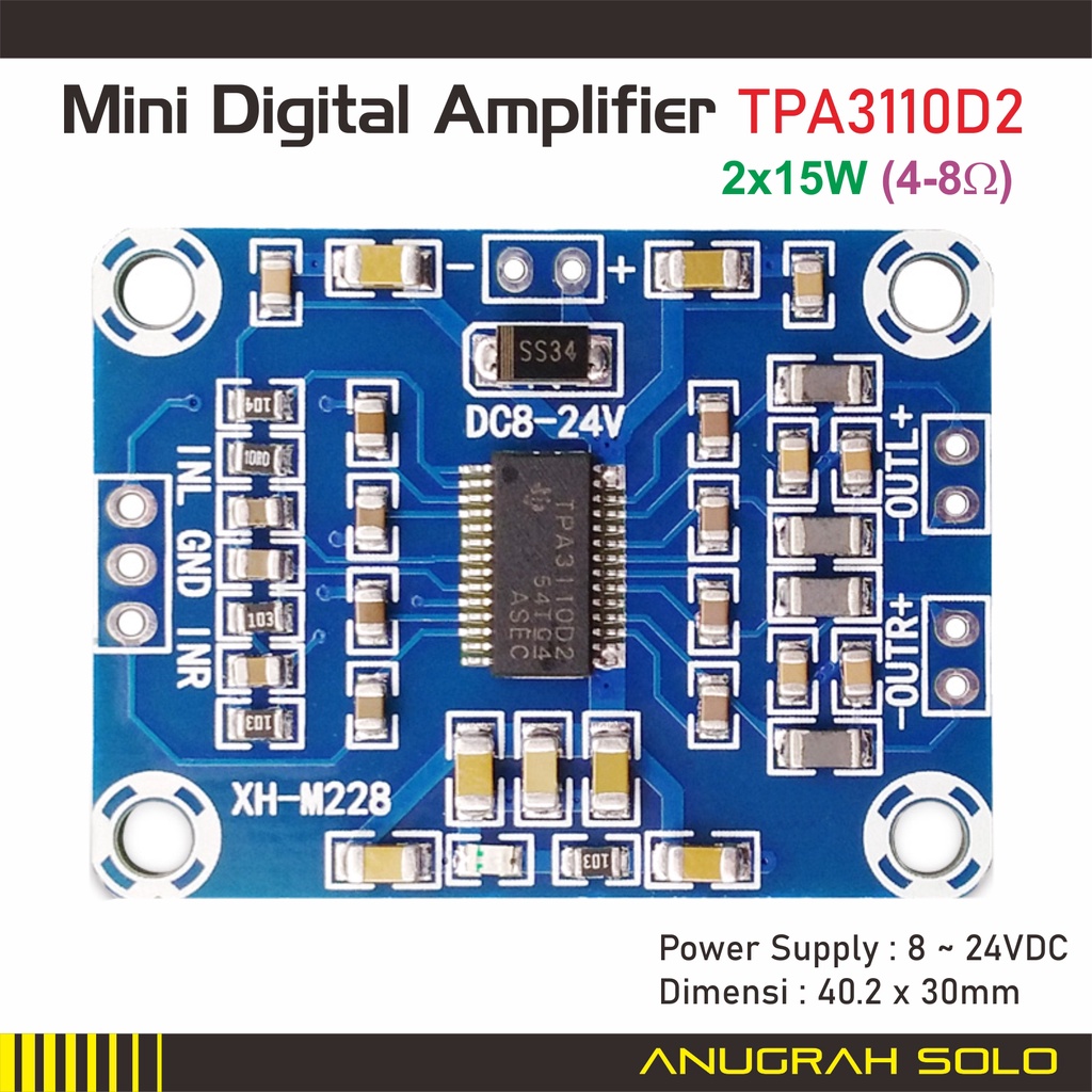 Jual Stereo Mini Digital Amplifier Class D TPA3110 2x15W | Shopee Indonesia