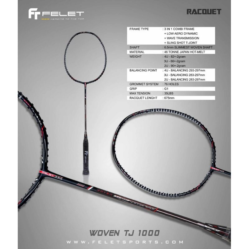 Jual RAKET BADMINTON FELET WOVEN TJ 1000 ORIGINAL | Shopee Indonesia
