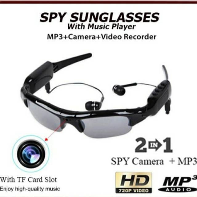 Jual Spycam Spy Camera Sunglasses MP3 With Tf Card Slot ( Mp3 + Camera ...