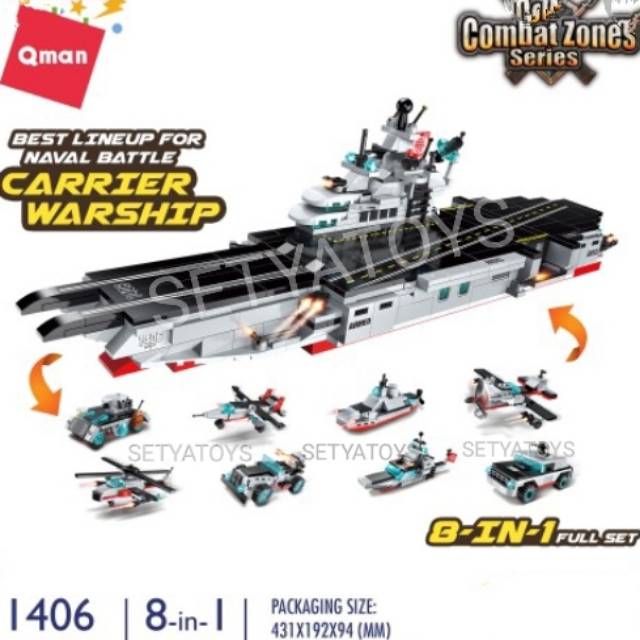Jual Lego Qman Enlighten No.1406 Combat Zones Series 8 in 1 Carrier Warship Full Set | Shopee ...